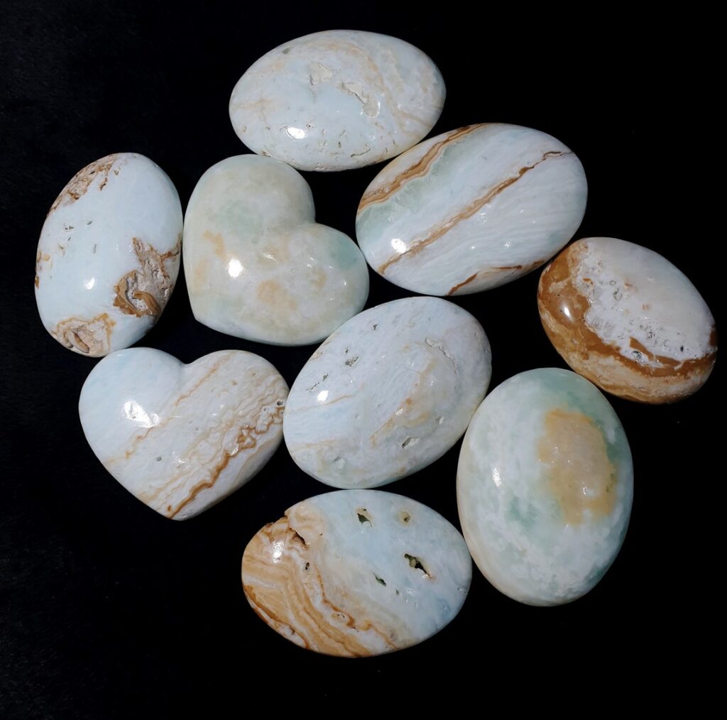 Caribbean Blue Calcite Palms & Hearts - Afghan Precious Minerals